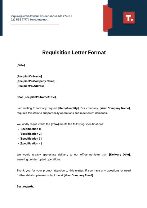 Free Requisition Letter Format Template To Edit Online
