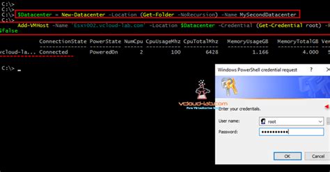 POWERCLI CREATE DATACENTER AND ADD ESXI HOST IN VCENTER VGeek
