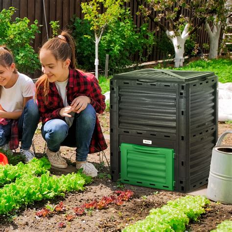 Outsunny Outdoor Compost Bin Garden Container Fast Creation Of Fertile