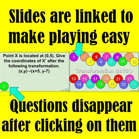 Transformation Bingo Activity For Middle And High School Geometry Classrooms