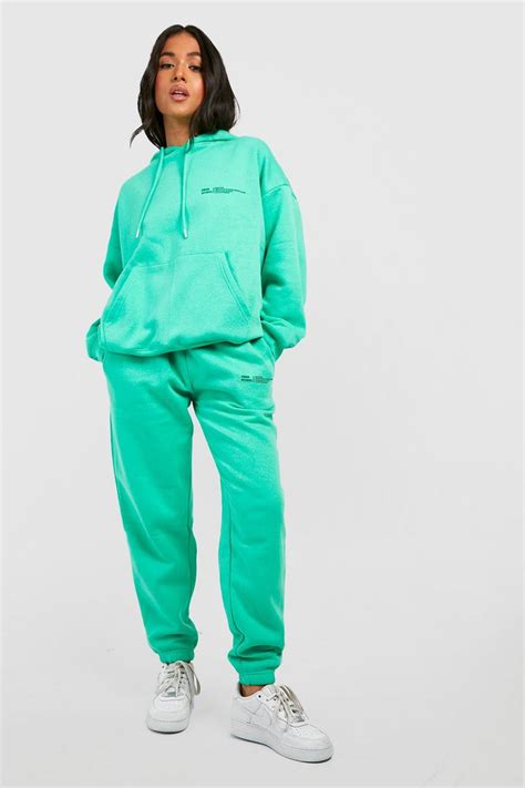 Petite Dsgn Studio Text Print Hoody Tracksuit Boohoo Uk