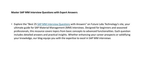 Ppt Master Sap Mm Interview Questions With Expert Answers Powerpoint Presentation Id 13350630