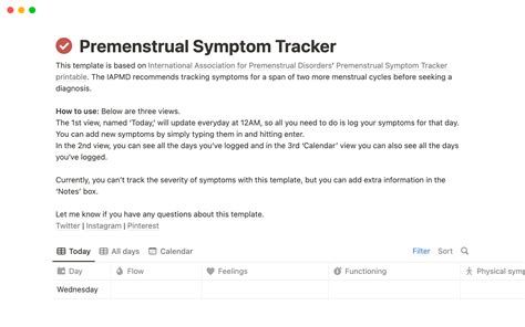 Premenstrual Symptom Tracker Notion Template