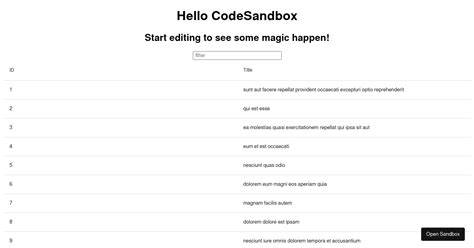 React Data Table Codesandbox