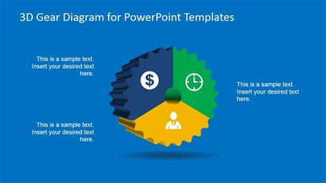 3 Steps 3d Powerpoint Gear Diagram Slidemodel