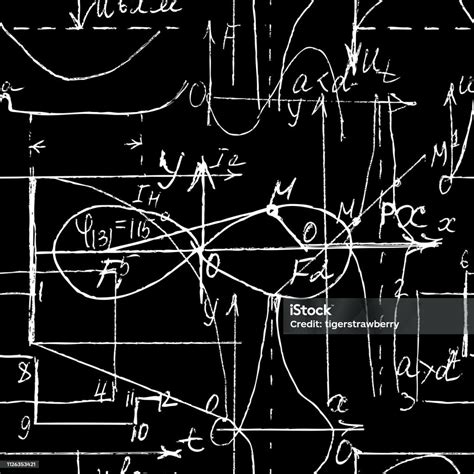 필기 수학 공식 수학 관계 또는 기호 더하기 빼기 곱하기 부문 등 다양 한 작업에서에서 표현 하는 규칙으로 원활한 끝 없는 패턴 배경 검은색에 대한 스톡 벡터 아트 및 기타