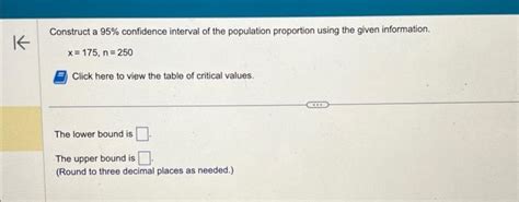 Solved Construct A 95 Confidence Interval Of The Population