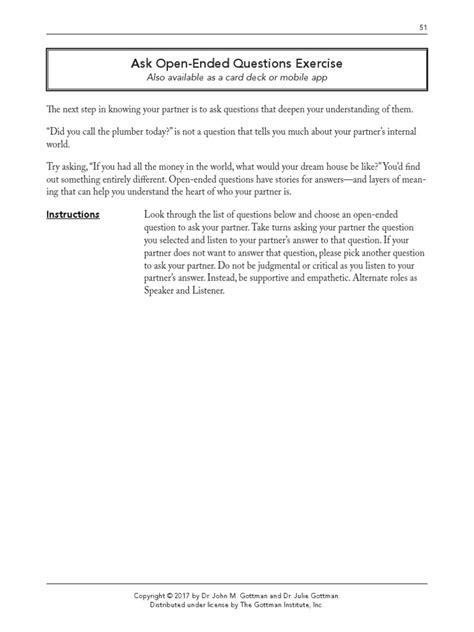 Build Love Maps Openended Questions Pdf