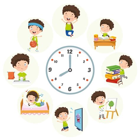 아이 일상 활동의 벡터 일러스트 레이 션 프리미엄 벡터