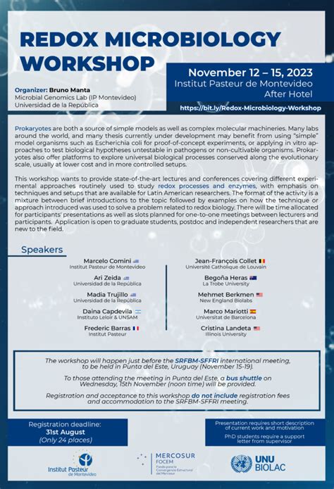 Redox Microbiology Workshop Institut Pasteur