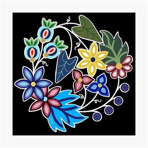 Rainbow Ojibwe Floral Art Native American Indigenous Art Print