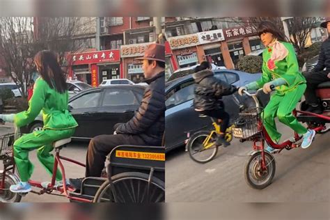 画风太诡异！大爷造“美女”拉三轮车上街回头率超高大爷三轮车回头率