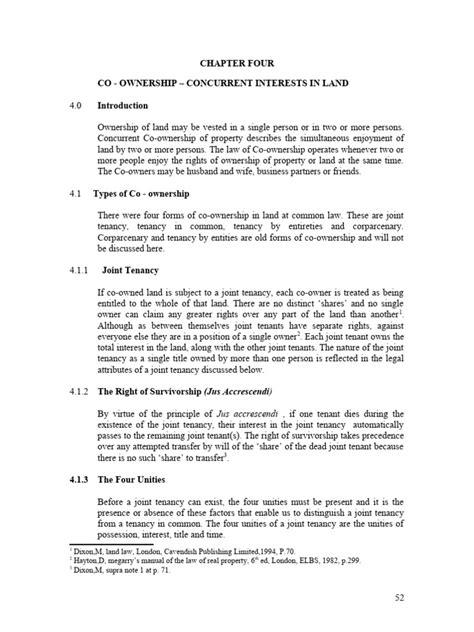 Co Ownership Concurrent Interests In Land Pdf Concurrent Estate