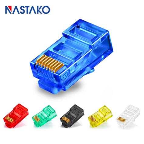 NASTAKO 70 140pcs Colorful RJ45 Connector CAT5 CAT5e Cat5a Modular Cable Plug Network Ethernet