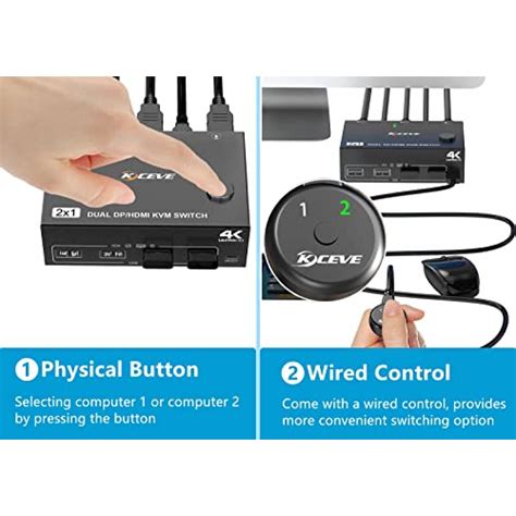 Switch Kvm Kceve Conmutador Monitor Dual Displayport Hdmi