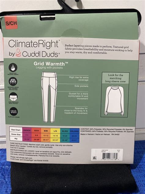 Climateright Cuddl Duds Womens Grid Warmth High Waisted Thermal