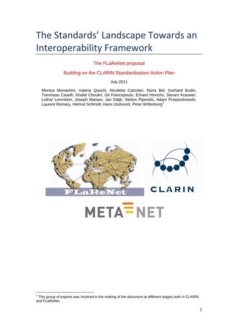Pdf The Standards Landscape Towards An Interoperability Framework Dokumen Tips