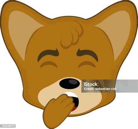 피곤한 표정으로 여우머리의 벡터 이모티콘 일러스트 만화 하품 손으로 입을 가리는 것 가리기에 대한 스톡 벡터 아트 및 기타 이미지 가리기 개 개과 Istock