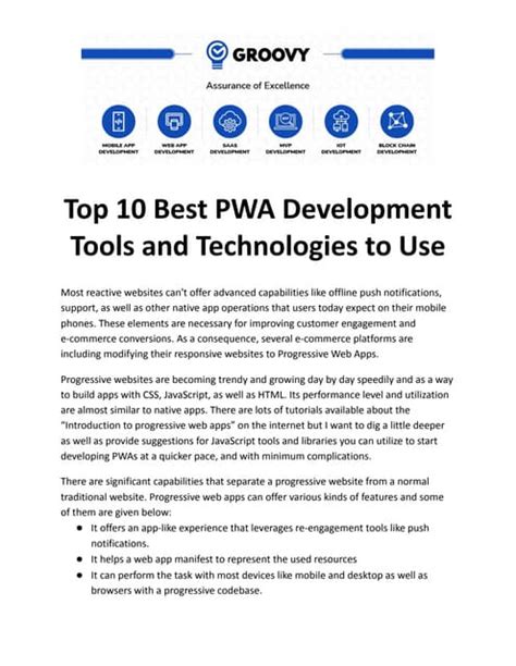 Top 10 Best Pwa Development Tools And Technologies To Usepdf Web Development Internet