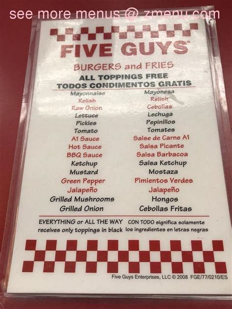 Online Menu Of Five Guys Restaurant Fremont California 94538 Zmenu