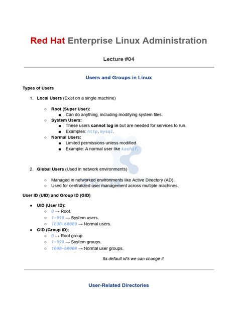 Rhel Administration Lecture 04 Pdf Superuser Computer Security