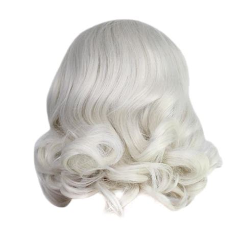 Kvinder Paryk Marilyn Monroe Front Blonde Hvidt Kort Krøllet Hår W107