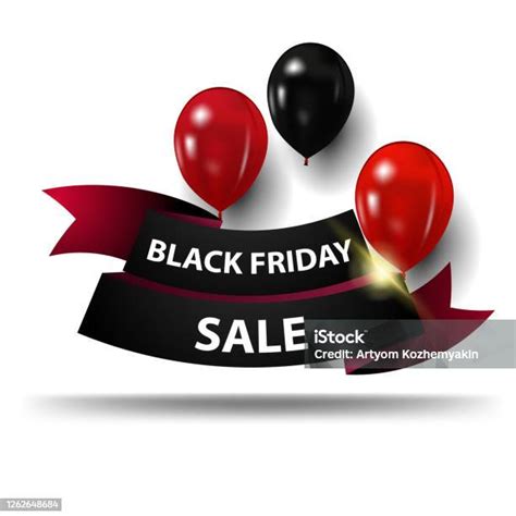 블랙 프라이데이 세일 예술용 흰색 배경에 고립 된 리본 형태의 발롱이있는 할인 배너 0명에 대한 스톡 벡터 아트 및 기타 이미지 0명 가격 개념 Istock