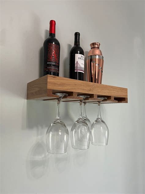 Oak Wine Glass Floating Shelf The Shelf Shop