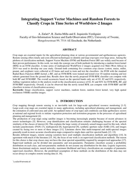 Pdf Integrating Support Vector Machines And Random Forests To Classify Crops In Time Series Of