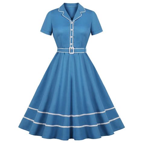 Joineles плюс размер 4xl хлопок женское ретро платье с коротким рукавом ремни летнее винтажное