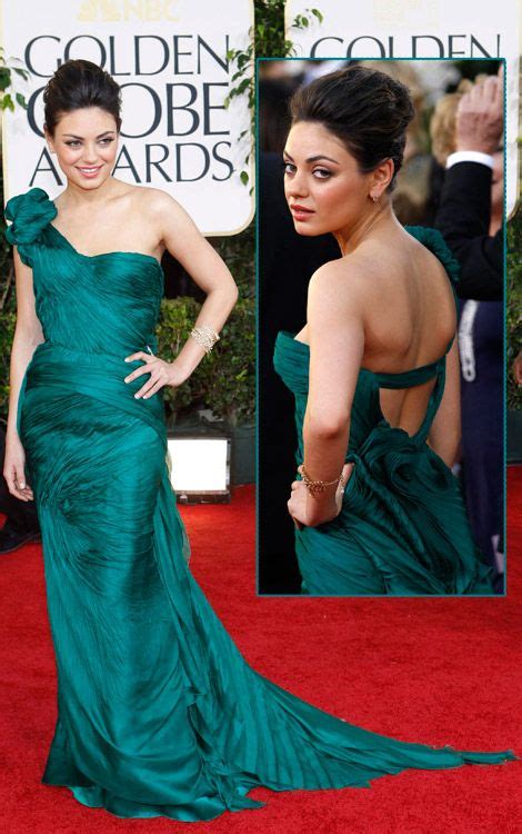 Mila Kunis In Green Vera Wang Dress For Golden Globes 2011 Green