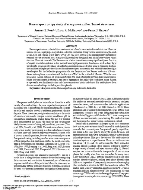 Raman Spectroscopy Study Of Manganese Oxides Tunnel Structures Pdf