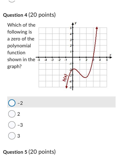 Answered Question 4 20 Points Which Of The Following Is A Zero Of The