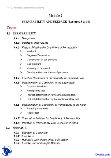 Darcys Law Advance Geotechnological Engineering Lecture Notes