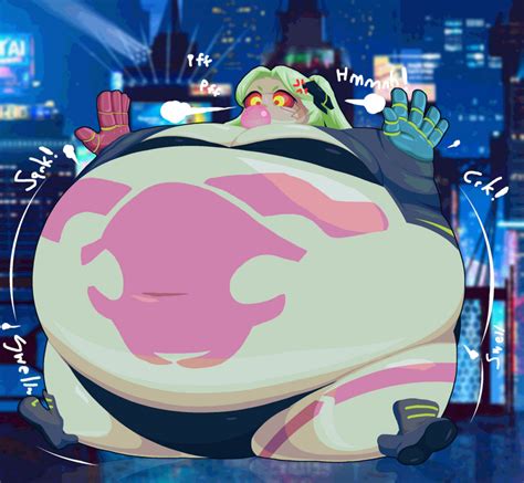 Rule 34 Angry Body Inflation Bubble Gum Clothes Stretching Clothing Cybernetics Cyberpunk