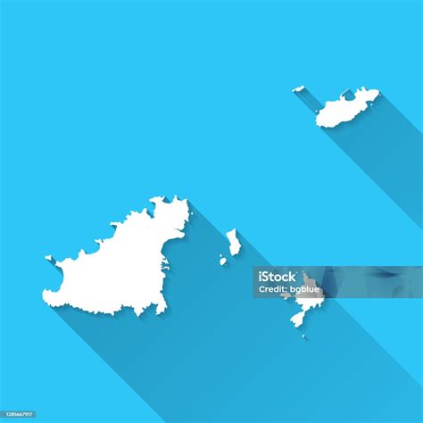 根西島轄區地圖藍色背景有長陰影 平面設計向量圖形及更多long Shadow Shadow圖片 Long Shadow