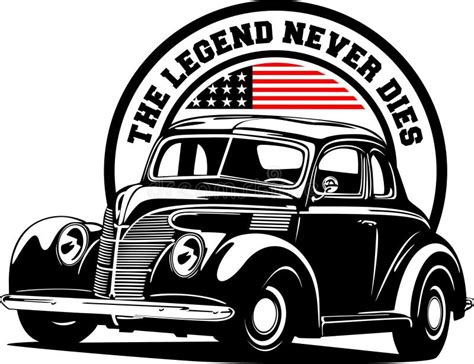 American Classic And Muscle Cars Logo Ford With American Flag Stock