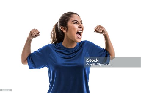 여자 선수 축 하 하는 흰색 바탕에 파란색 유니폼에 팬 팬 사람의 역할에 대한 스톡 사진 및 기타 이미지 팬 사람의 역할