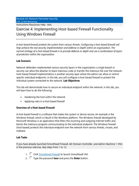 44 Implementing Host Based Firewall Functionality Using Windows
