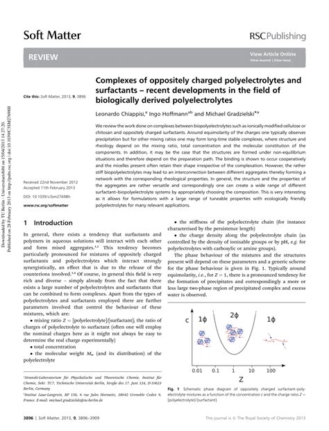 Pdf Complexes Of Oppositely Charged Polyelectrolytes And Surfactants Recent Developments In