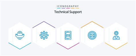 Technical Support 25 Blue Icon Pack Including Typing Support Support Message Support