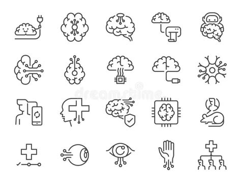 Neural Network Icon Set. it Included Ai, Brain, Learning Machine, Technology, Artificial, and ...
