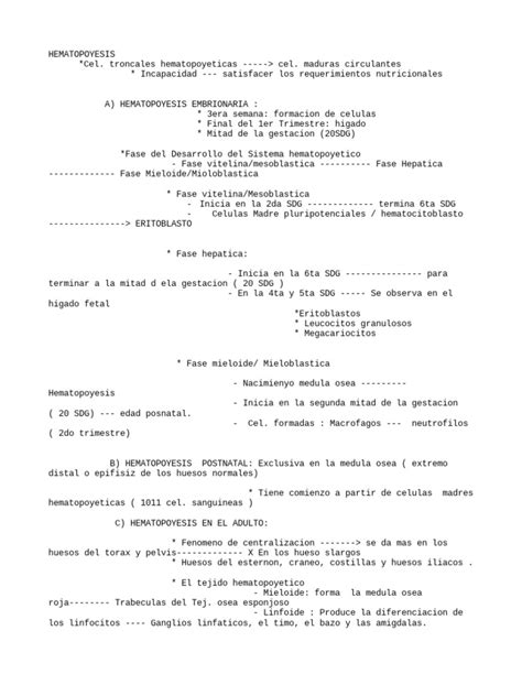 Hematopoyesis Pdf Hematopoyesis Hueso