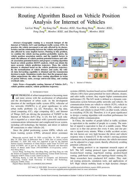 Pdf Routing Algorithm Based On Vehicle Position Analysis For Internet Of Vehicle