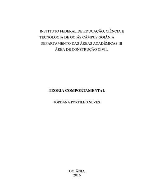 Teoria Comportamental Pdf Pdf Motivação Motivacional