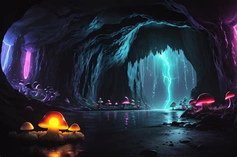 Premium Photo A Cave With A Lightning Bolt On The Bottom