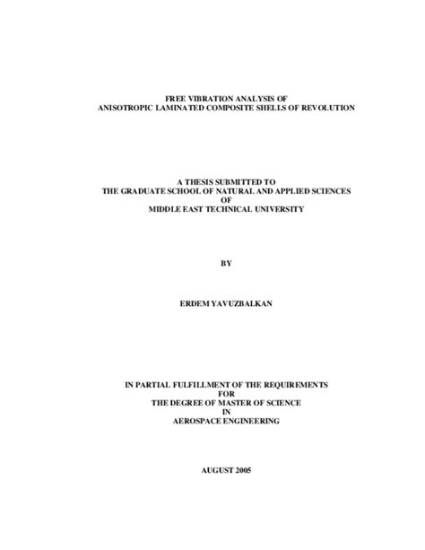 Pdf Anizotropik Katmanlı Kompozit Eksenel Simetrik Kabukların Serbest