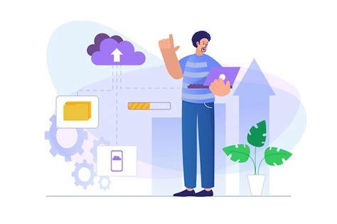 Premium Vector Cloud Computing Concept With People Scene In Flat