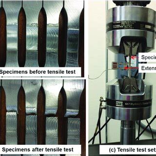 Photograph Of Tensile Test Specimens Before Test A Specimens After Download Scientific