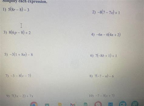 [answered] plity each expression 1 5 8r 8 3 i 3 8 6p 8 2 5 3 1 8n 8 7 3